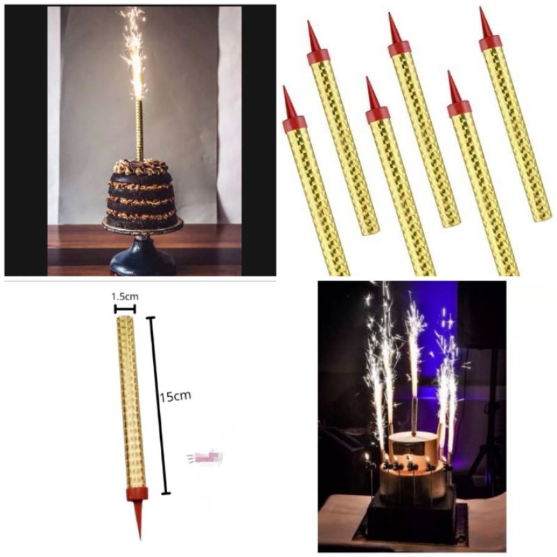 6Pcs 15/20cm Sparkling Firework Candle Party Happy Birthday cake Hari ...