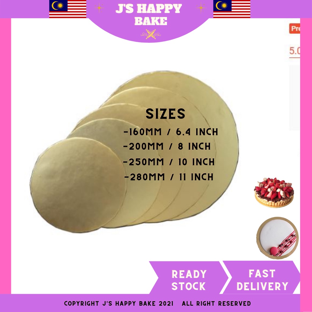 (Ready Stock)6 7/8 /10/ 11/ Inches Cake Boards Round Gold Mousse Cake ...