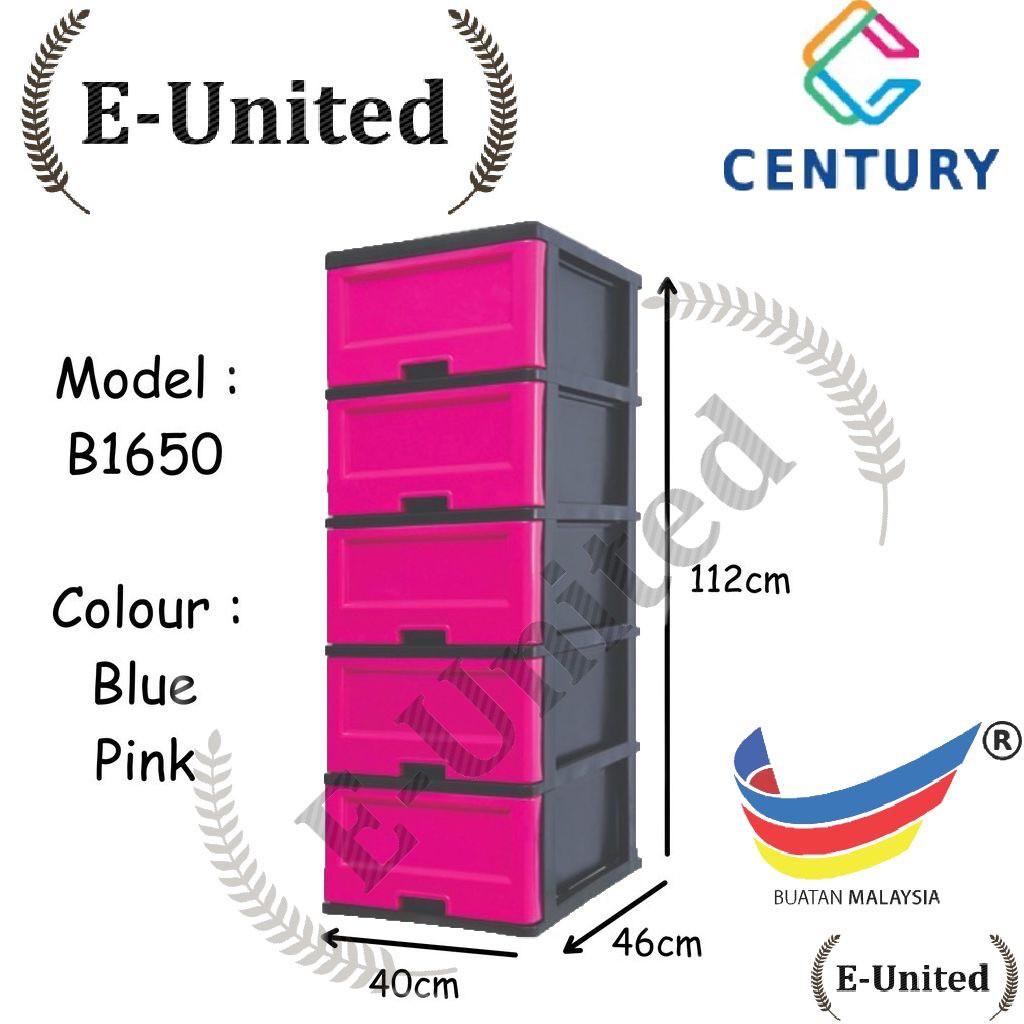 Century*B1650 - 5 Tier Plastic Drawer / Cabinet / Storage Cabinet ...