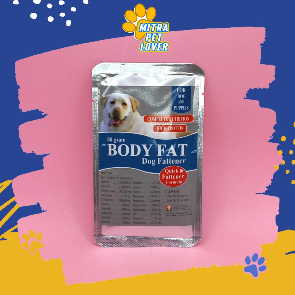 Dog Fattening VITAMIN - BODY FAT CAT DOG 50 GR - FATTENER BODYFAT ...