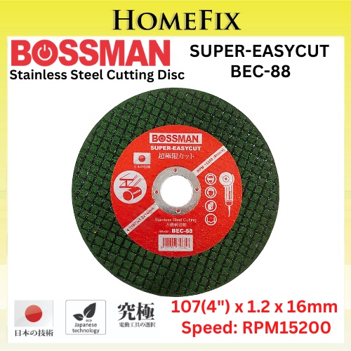 BOSSMAN Super-EasyCut 4" Cutting Wheel - (1pc) BEC-88 Stainless Steel ...