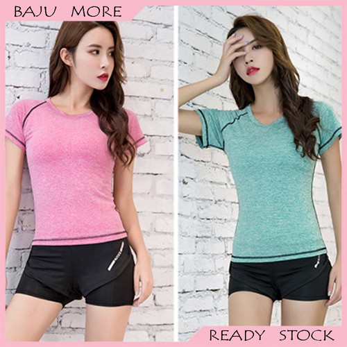 Women Yoga T Shirt Fitness Sports Slim Clothes Mesh Sportswear Gym Tops ...