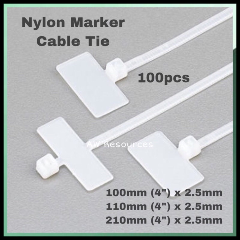 💥Ready Stock💥 4” / 8”x 2.5mm Nylon Marker Cable Tie (100pcs/pkt ...