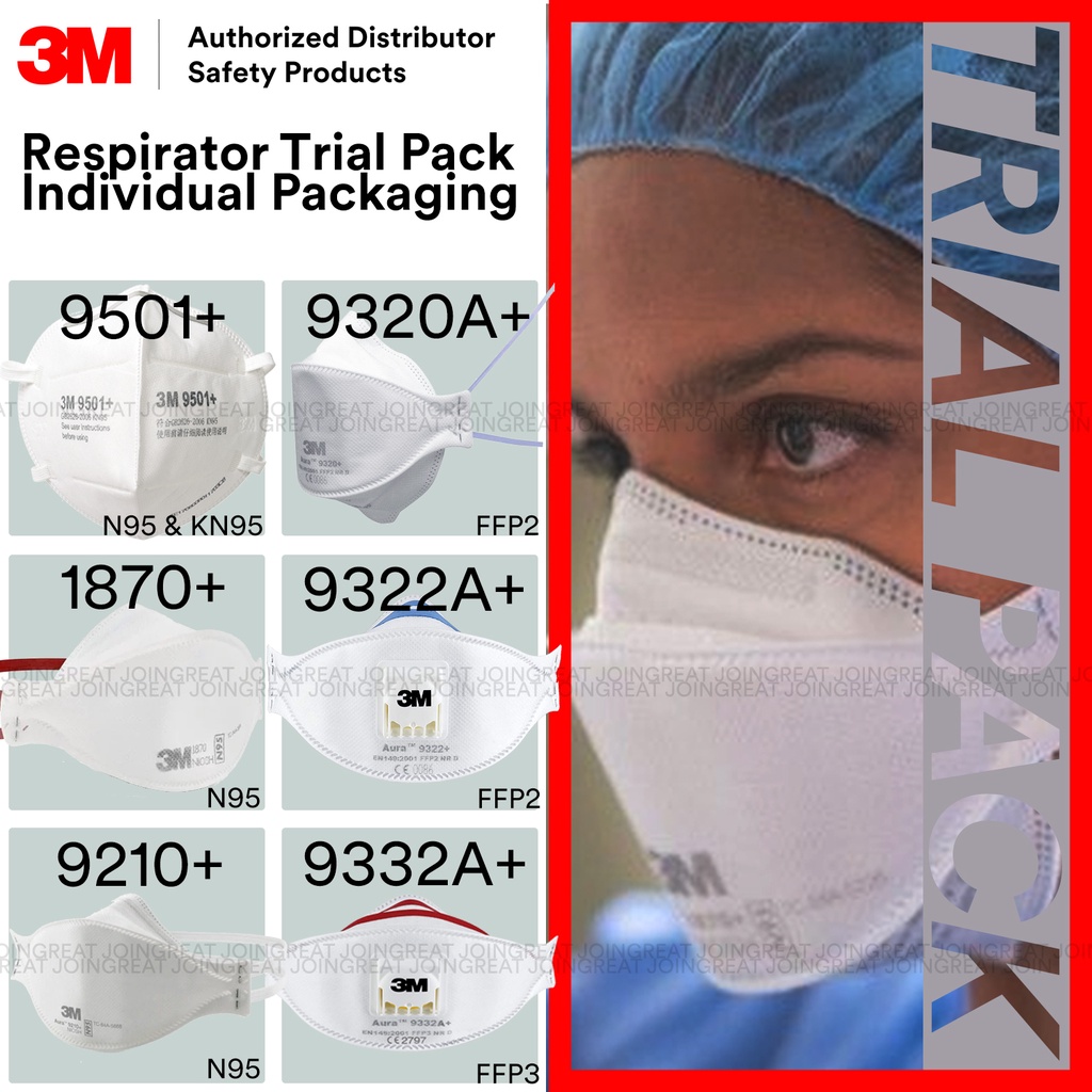 3M Respirator Mask Trial Pack / 9501+ / 1870+/ 9210+/ 9320A+/ 9322A ...