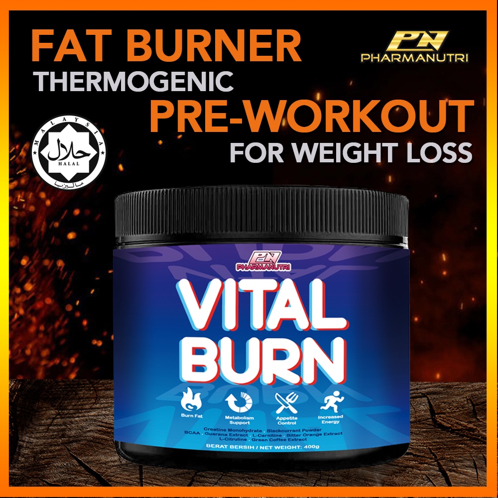 Vital Burn - Halal Fat Burner / Pre Workout 400g-40 ser [Original ...