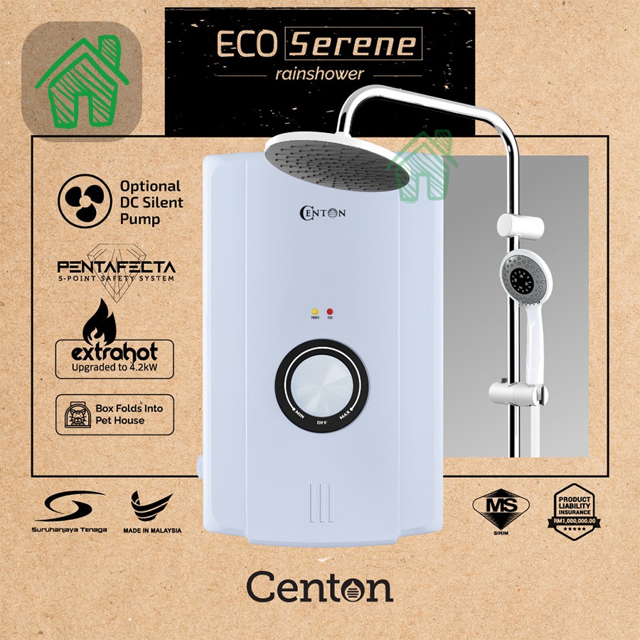 CENTON Instant Shower Water Heater - EcoSerene SR711-Eco Series (with DC Silent Pump) | Shopee ...