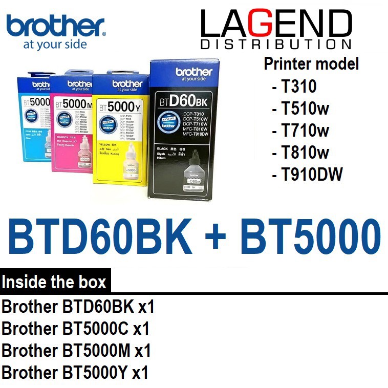 ORIGINAL Brother BTD60BK + BT5000 Ink Set BTD60 T310 T510W T710W T810W ...