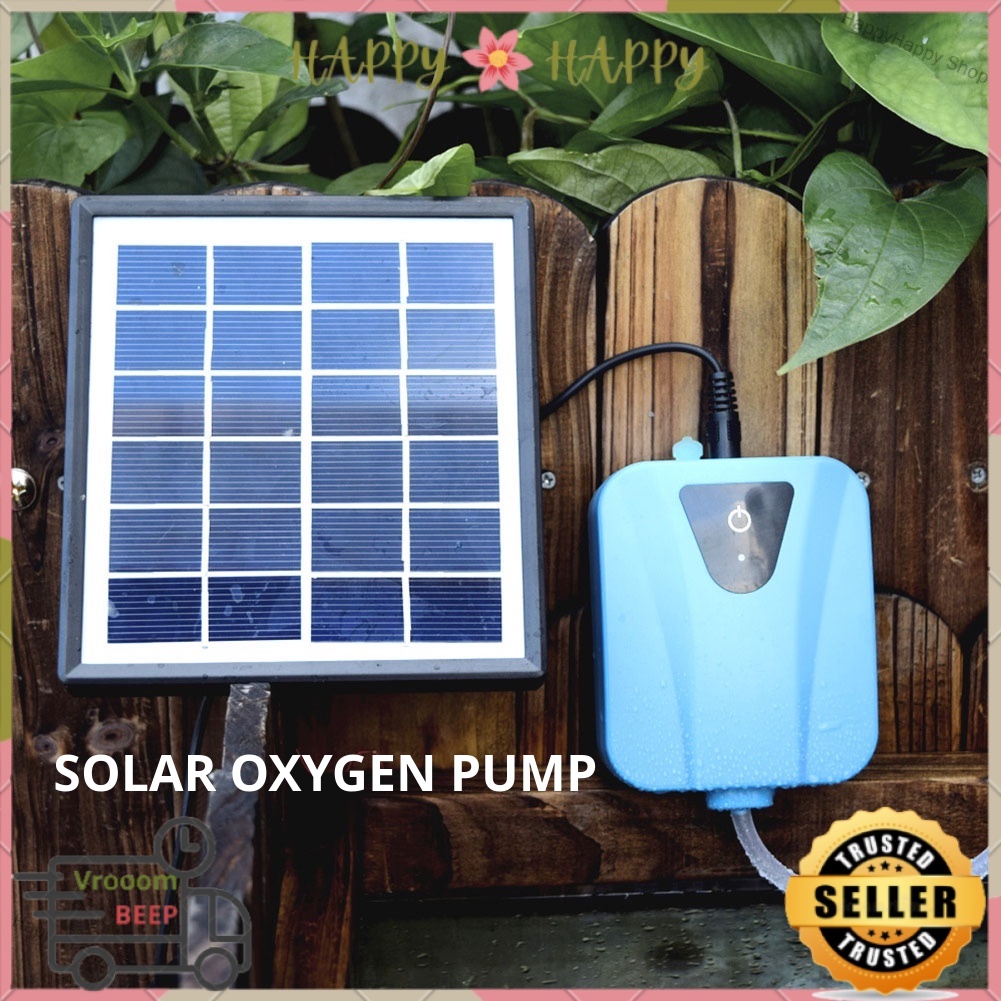 Solar Powered Oxygen Pump Oxygenator Water Pump Pond Aerator Aquarium ...