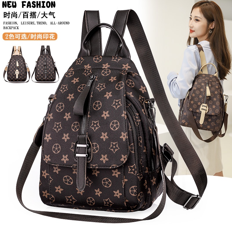 Girls' old flower backpack ins popular street fashion work clothes back ...