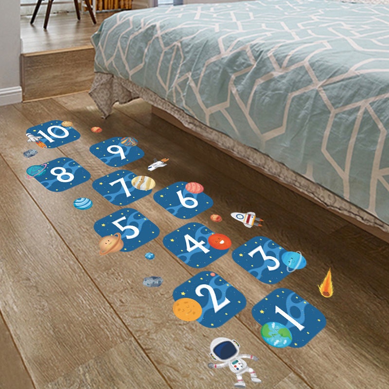 Happy Planet Hopscotch floor stickers Jumping Lattice Mat Montessori ...