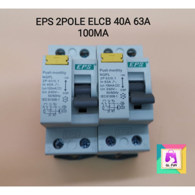 EPS 40A / 63A 2 Pole 100mA ELCB Sirim Approve | Shopee Malaysia