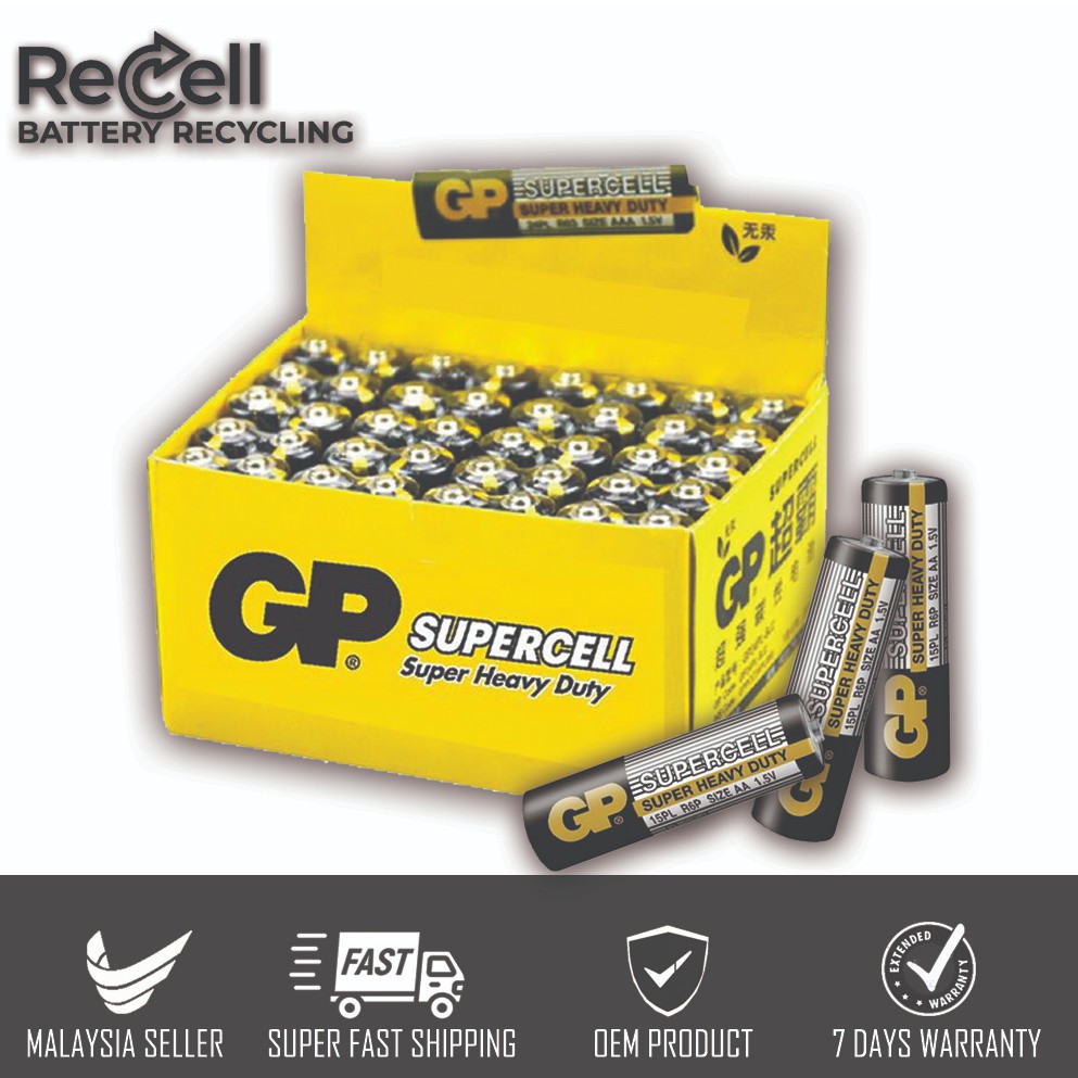 [1Box-40Pcs] AA & AAA GP Supercell Heavy Duty Battery - Genuine GP ...