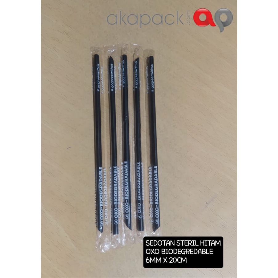 HITAM Oxo Biodegradable Black Sterile Straws 6mm x 20cm Contents 250pcs ...