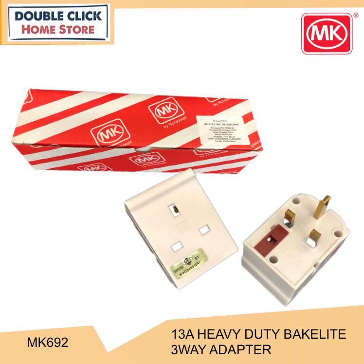 MK Heavy Duty Bakelite 13A Adapter Fused 3Way Adaptor MK692 3Way ...