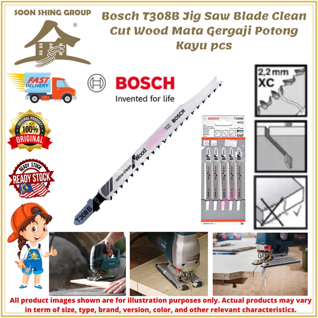 BOSCH Jigsaw Blade T308B Extra Clean for Wood / Mata Gergaji Potong ...
