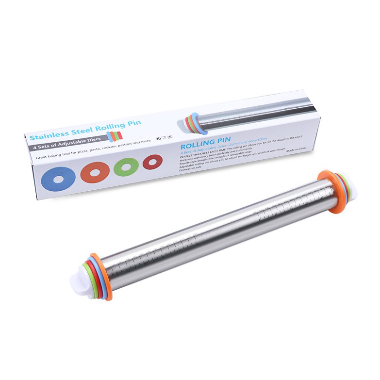 Adjustable Rolling Pin Thickness Stainless Steel Flour 4 Washers With ...
