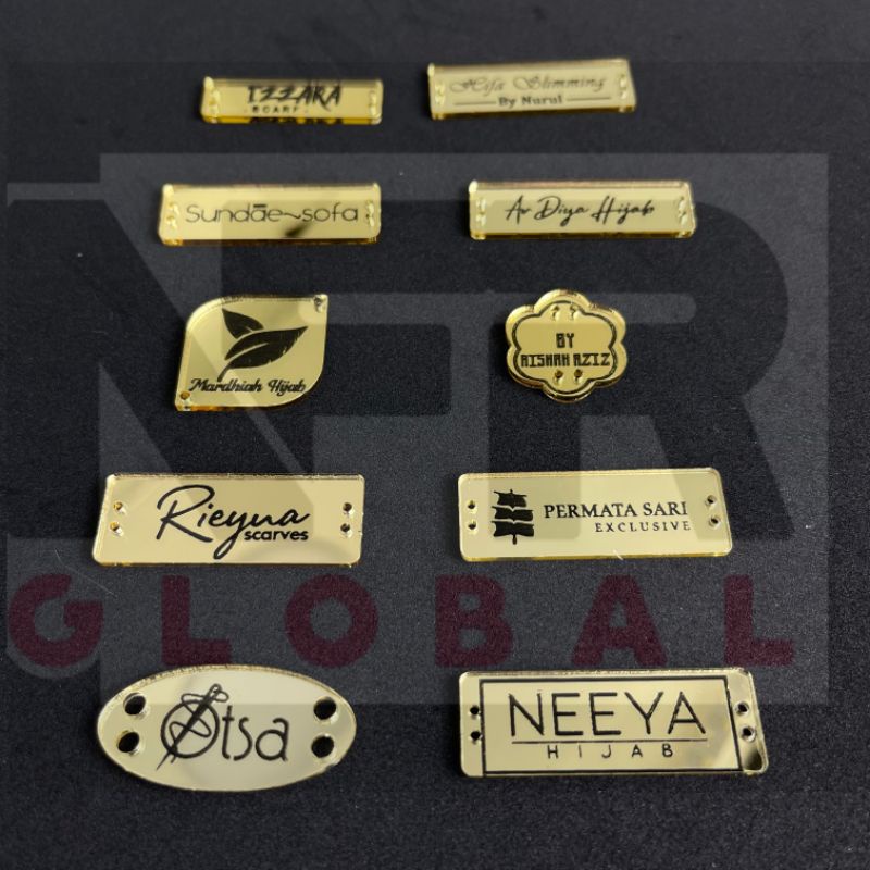 Rm0.45/pcs Label Tudung Acrylic (Gold Mirror black ink)🔥 | Shopee Malaysia