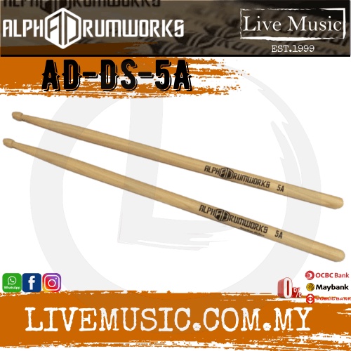 ALPHA DRUMWORKS AD-DS-5A Drum Stick ( ADDS5A AD DS 5A ) | Shopee Malaysia