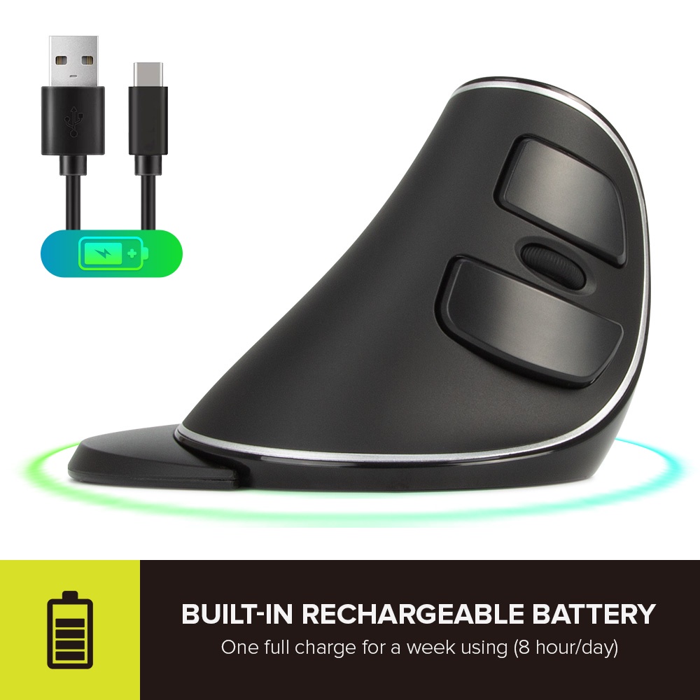 DELUX M618PD Wireless+ BT Ergonomic Vertical Rechargeable Mouse 4000 ...