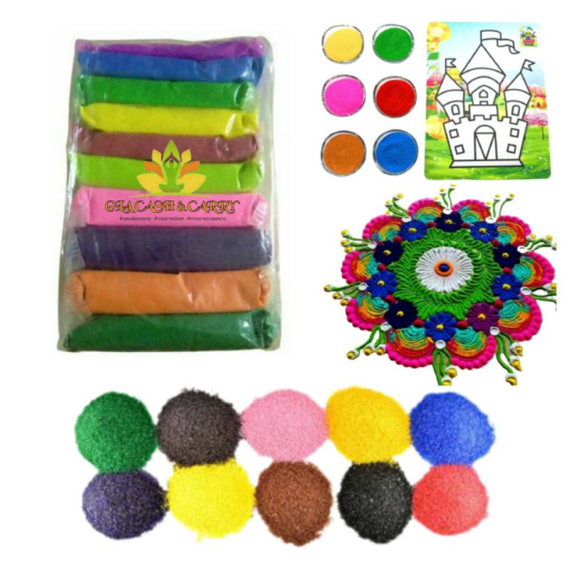 Sand Art Craft Colour/Pasir Berwarna/Rangoli Kolam Sand Powder | Shopee ...