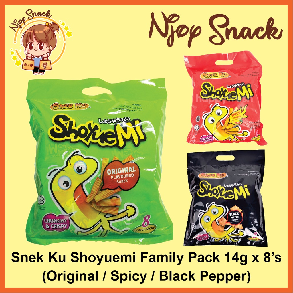 14g x 8's SNEK KU SHOYUEMI FAMILY PACK (ORIGINAL / SPICY / BLACK PEPPER ...