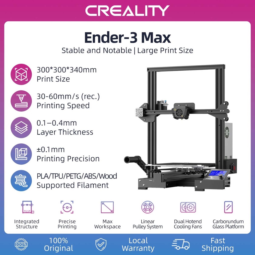 Creality Ender-3 Max FDM 3D Printer with Integrated Structure, Dual ...