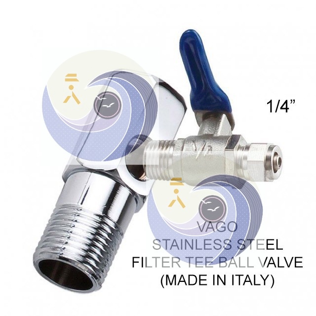 [ 1 UNIT ] VAGO STAINLESS STEEL FILTER TEE BALL VALVE (MADE IN ITALY ...