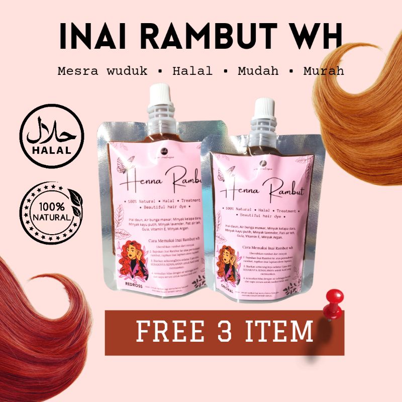 INAI RAMBUT MURAH BY WH. (FREE 3 ITEM)/henna rambut/ inai rambut murah ...