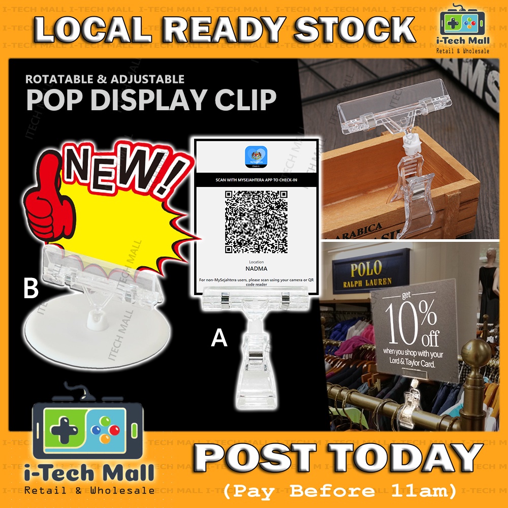 Pop Clip Price Tag Label / Promotion Sign Display Holder / Klip Tanda ...