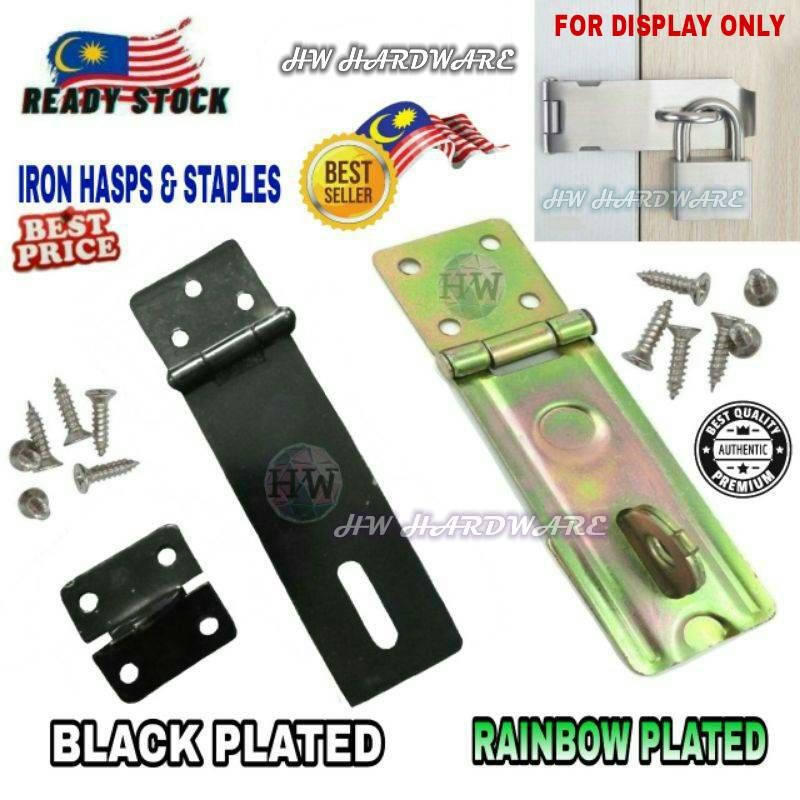 Iron Hasps & Staple Heavy Duty Black / Rainbow Plated Color / Door Lock ...