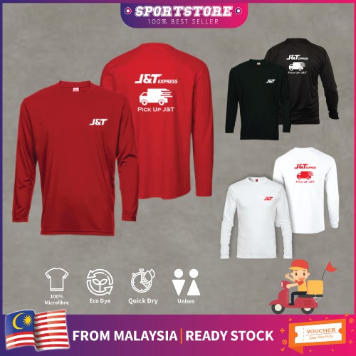 J&T Express T-Shirt Long Sleeve Unisex Female&Male 100% Microfiber ...
