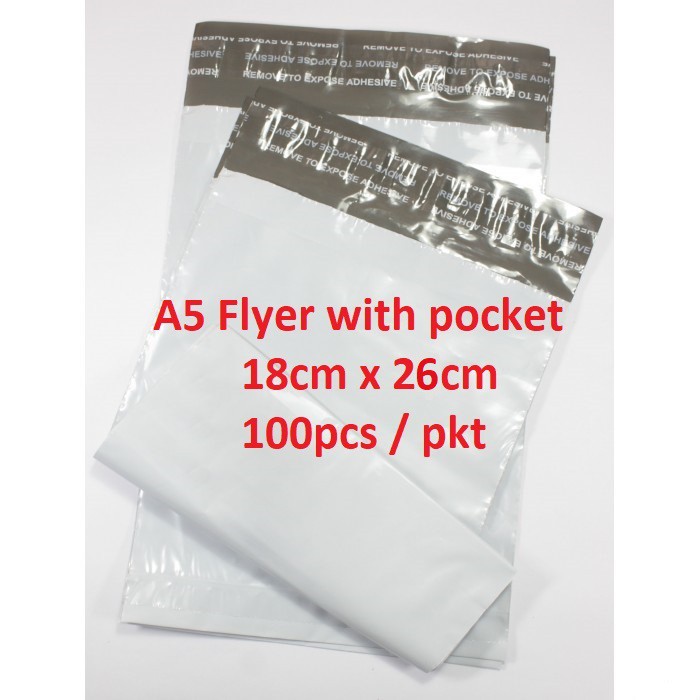100pcs - A5 size White Flyer Plastic Courier Parcel Bag with pocket ...