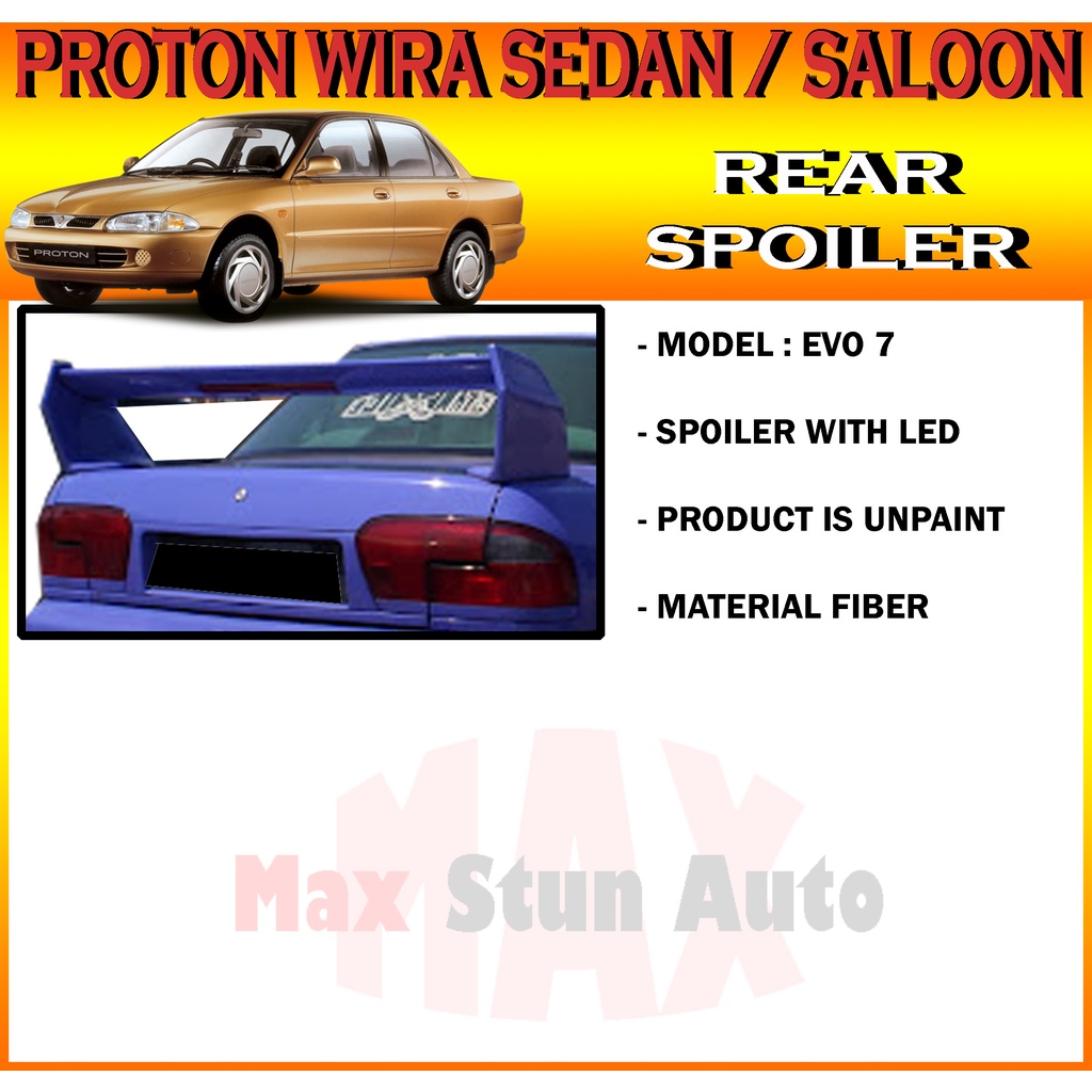 PROTON WIRA SEDAN SALOON REAR TRUNK SPOILER (FIBER SPOILER FOR WIRA ...