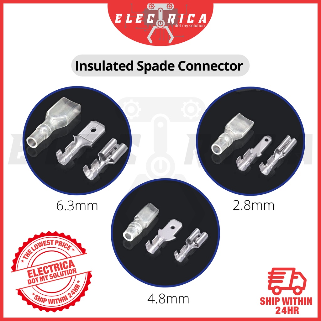 (1 Set) 2.8/4.8/6.3MM Insulated Spade Connector Female + Male ...
