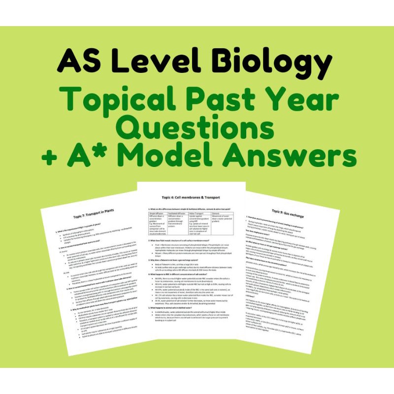 AS Level Biology Topical Past Year Questions + A* Model Answers (Notes ...