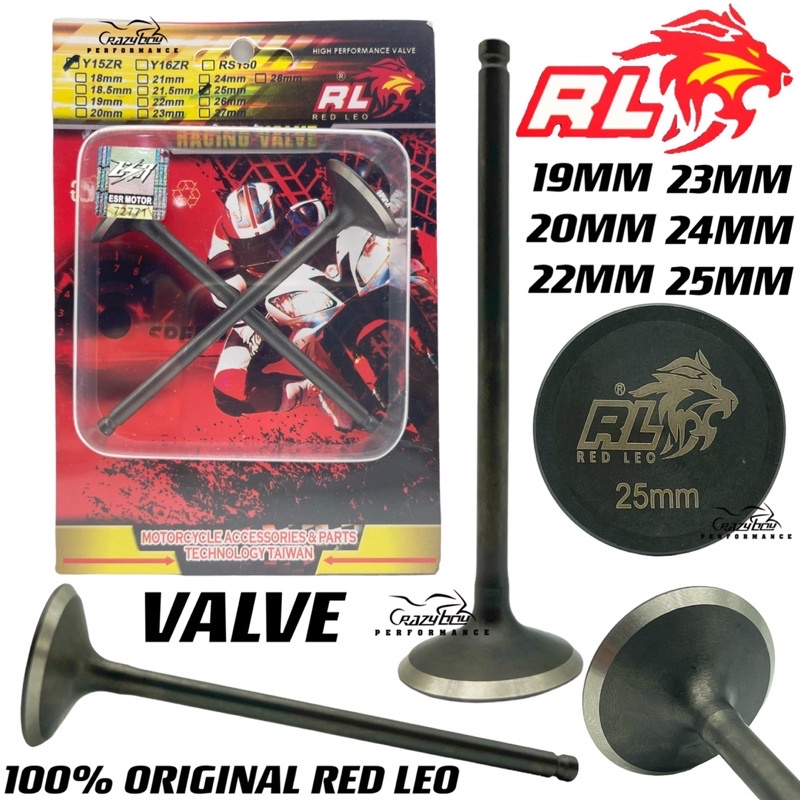 RED LEO 100% ORIGINAL VALVE LC135 Y15ZR RACING VALVE SET 19MM 20MM 22MM 23MM 25MM 26MM 27MM 28MM ...