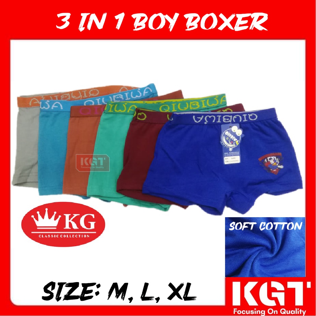 BOXER BUDAK LELAKI 3IN1 5661 TIGA HELAI SATU HARGA BOY BOXER KIDS BOXER ...