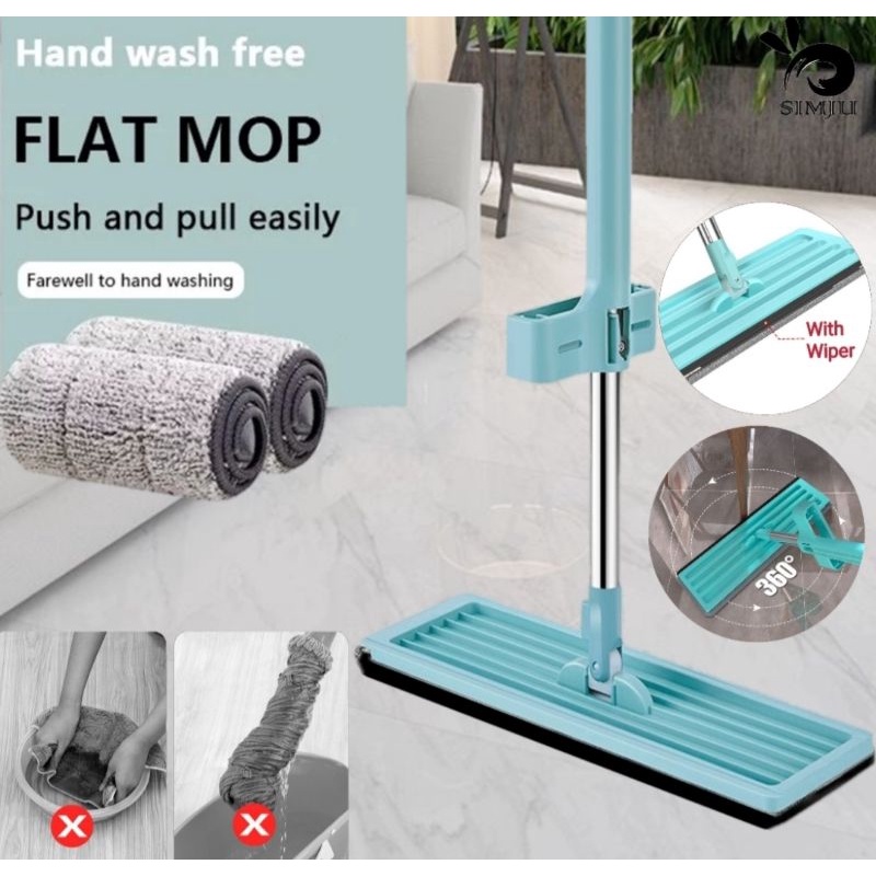 Mop Lantai Floor Mop Wiper Mop Self Wring 360 Spin Rotation Microfiber ...