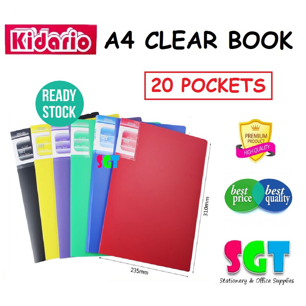 KIDARIO A4 Clear Book 20 Pockets ( Random Colour ) | Shopee Malaysia