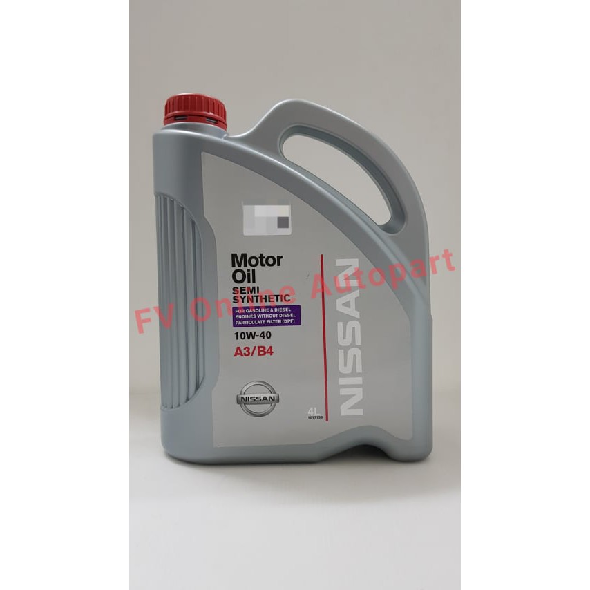 NISSAN - SEMI SYNTHETIC ENGINE OIL ACEA 10W40 SE A3/B4 SL/CF (4L ...
