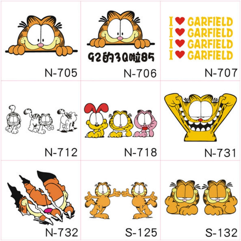 CUTE Garfield Car Sticker Rearview Mirror Stickers Car Door Window ...