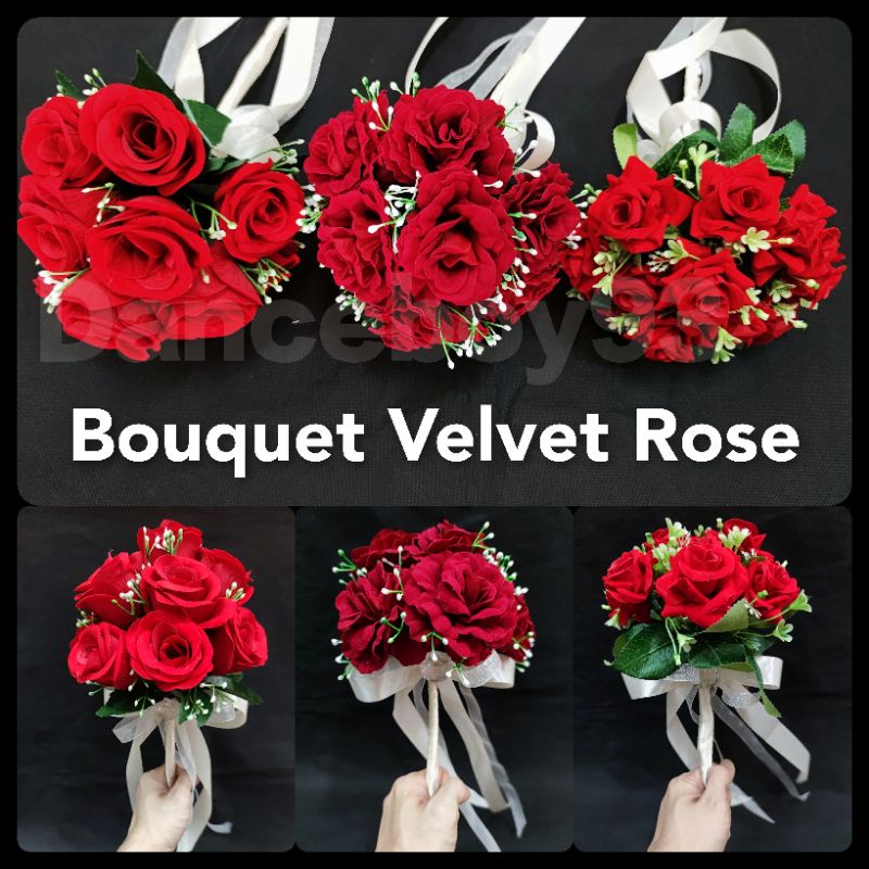 Bunga tangan pengantin velvet rose/hand bouquet bridal bouquet wedding ...