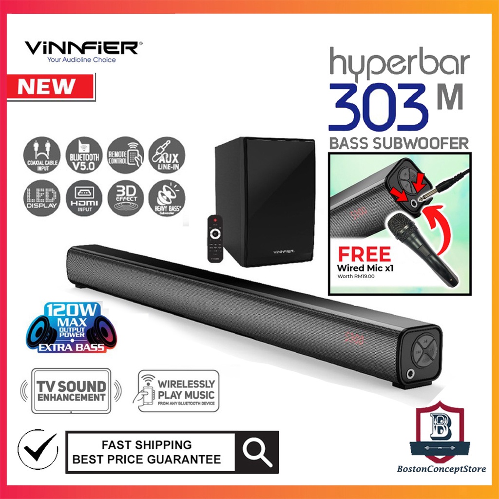 VINNFIER HyperBar 300 | 303 M | 500 | 800 Bluetooth Soundbar Remote ...
