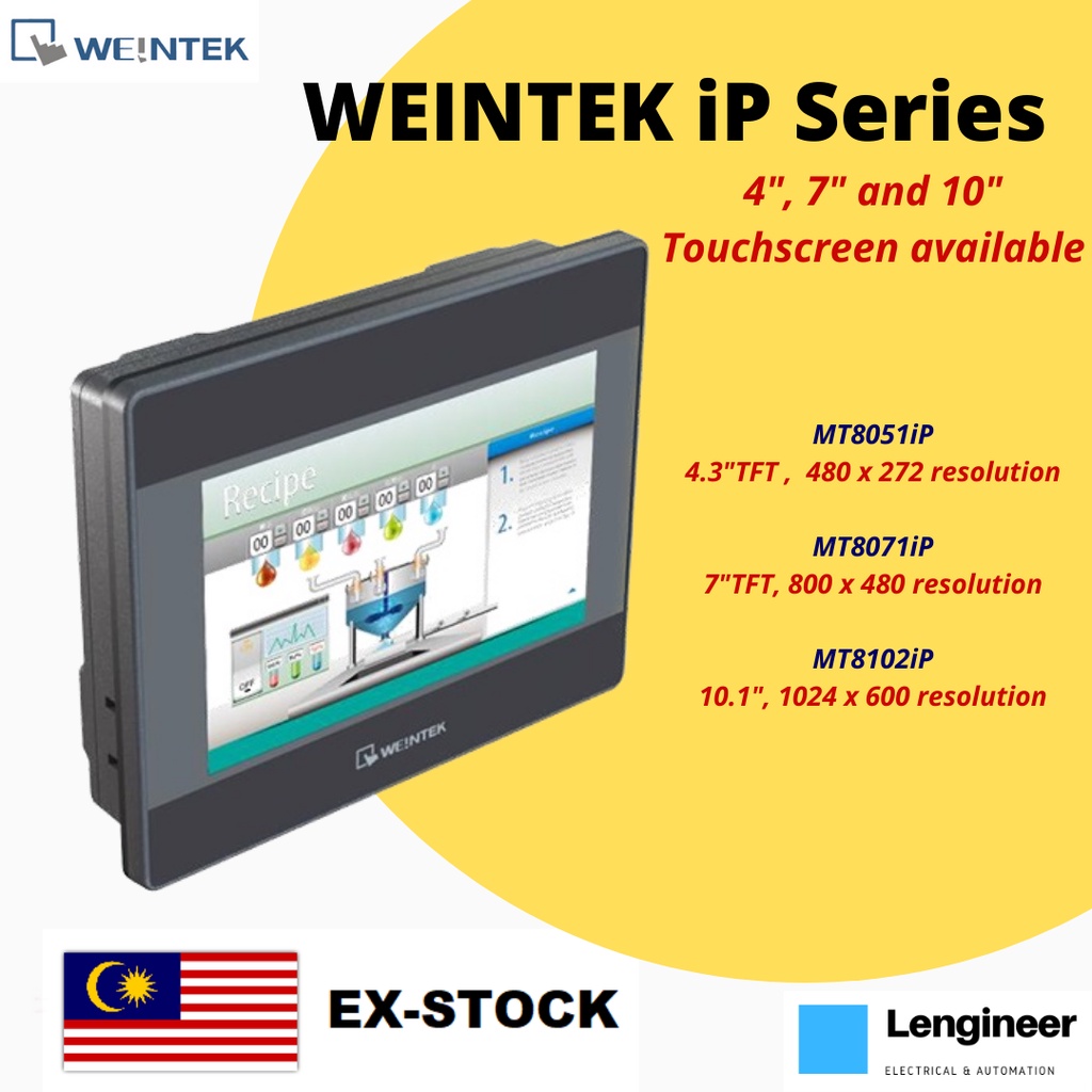 Weintek HMI Touchscreen MT8051iP 4.3”TFT | MT8102iP 10.1" TFT | Shopee ...