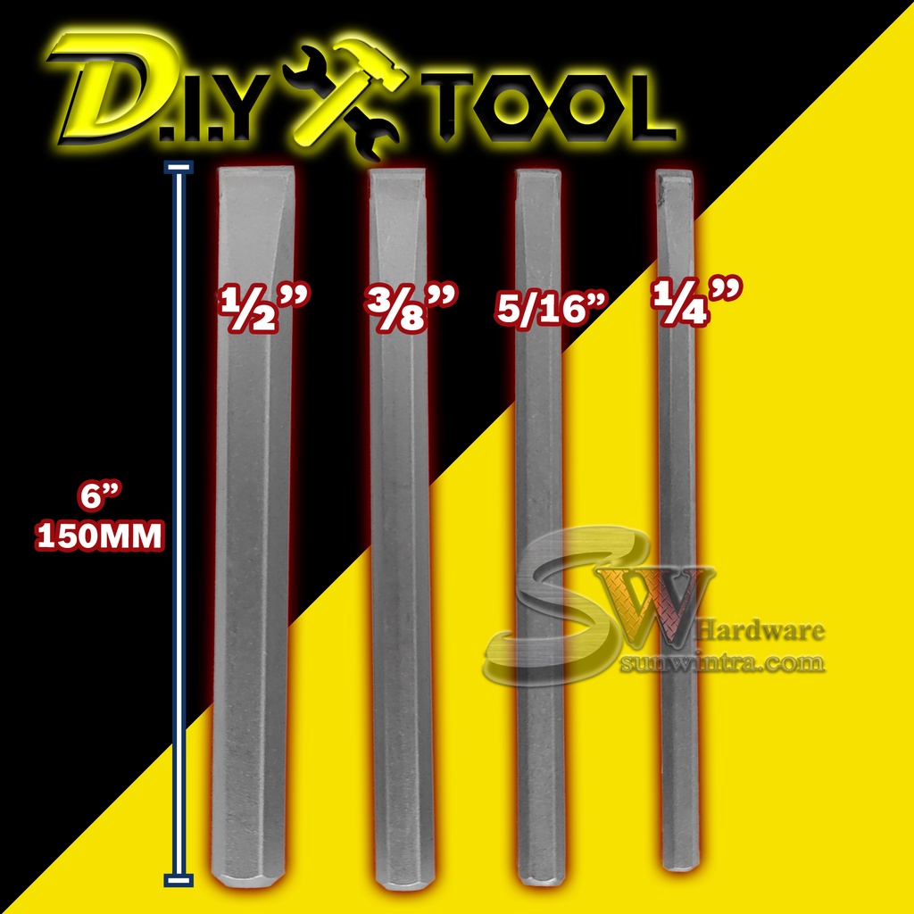 SW Hardware High Quality HK TCT Tile Chisel 1/4" , 5/16" , 3/8" , 1/2 ...