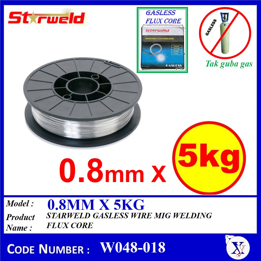 W048-018 E71T-GS 0.8mm X 5KG STARWELD FLUX CORE MIG WIRE | GASLESS MIG WIRE | FLUX CORE CO2 WIRE ...