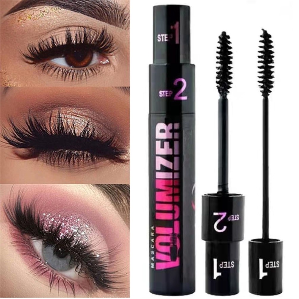 Black Anti-Smudge Mascara Waterproof Set Makeup Eyelash Fiber Cream ...