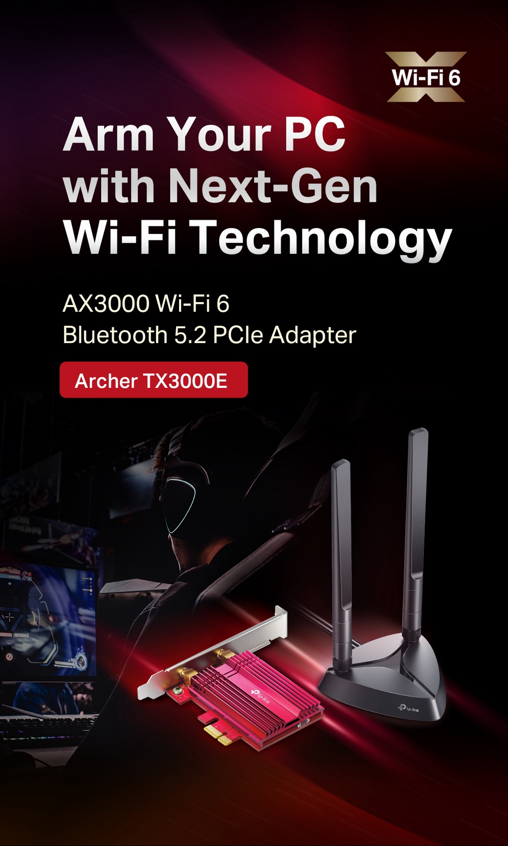 TP-Link AX3000 WiFi 6 & Bluetooth 5.2 PCIe Wireless Adapter For Desktop ...