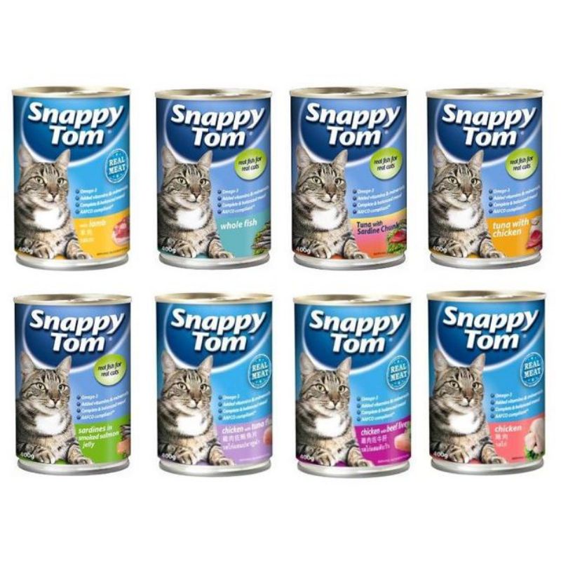 Snappy Tom Cat Can Food (400GM) Chicken Lamb Beef Liver Tuna Sardine ...