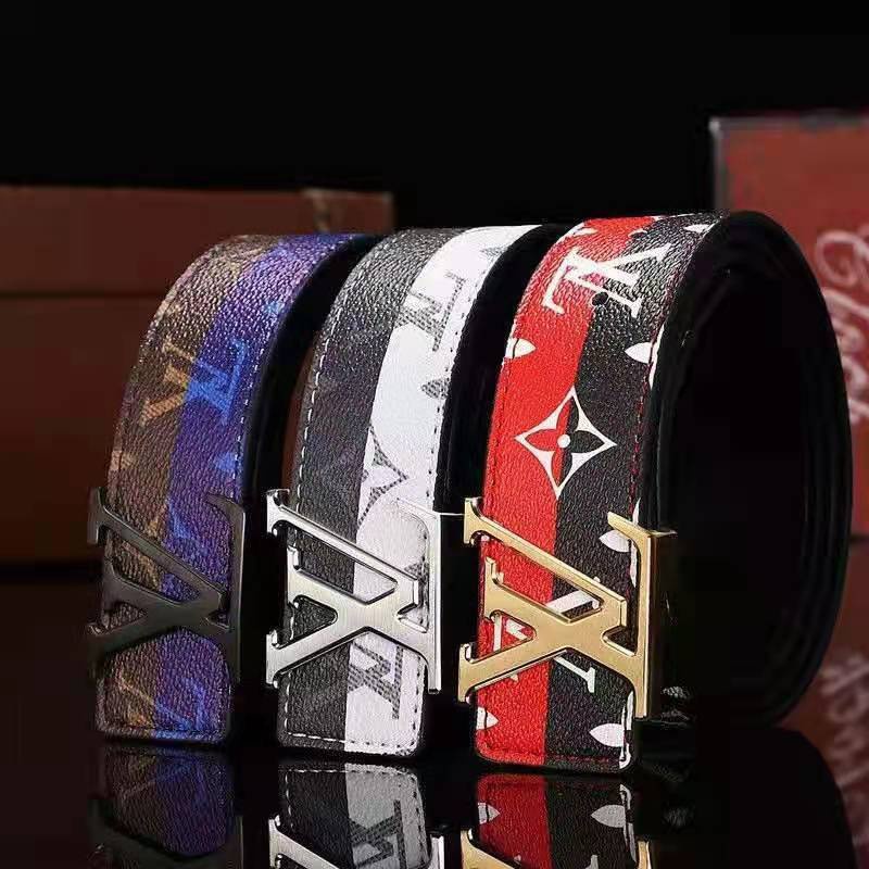 Men Belt Men's Genuine Leather Smooth Buckle Letter Plaid Youth ... Men Belt Men's Genuine Leather Smooth Buckle Letter Plaid Youth ...
